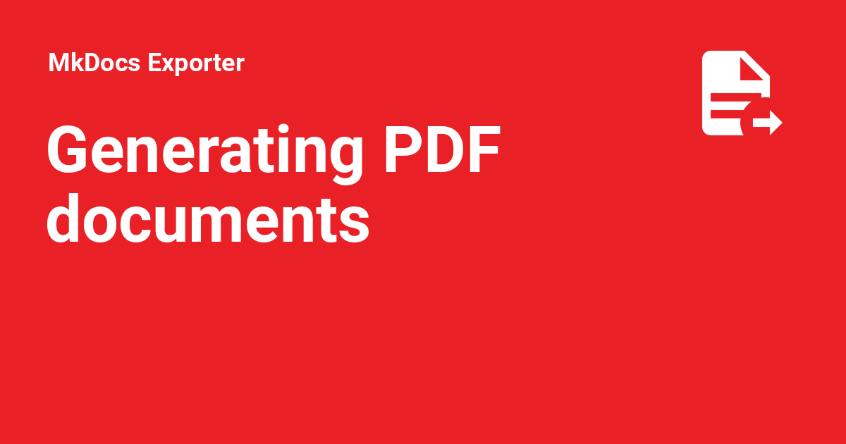 Generating PDF documents - MkDocs Exporter Generating PDF documents - MkDocs Exporter